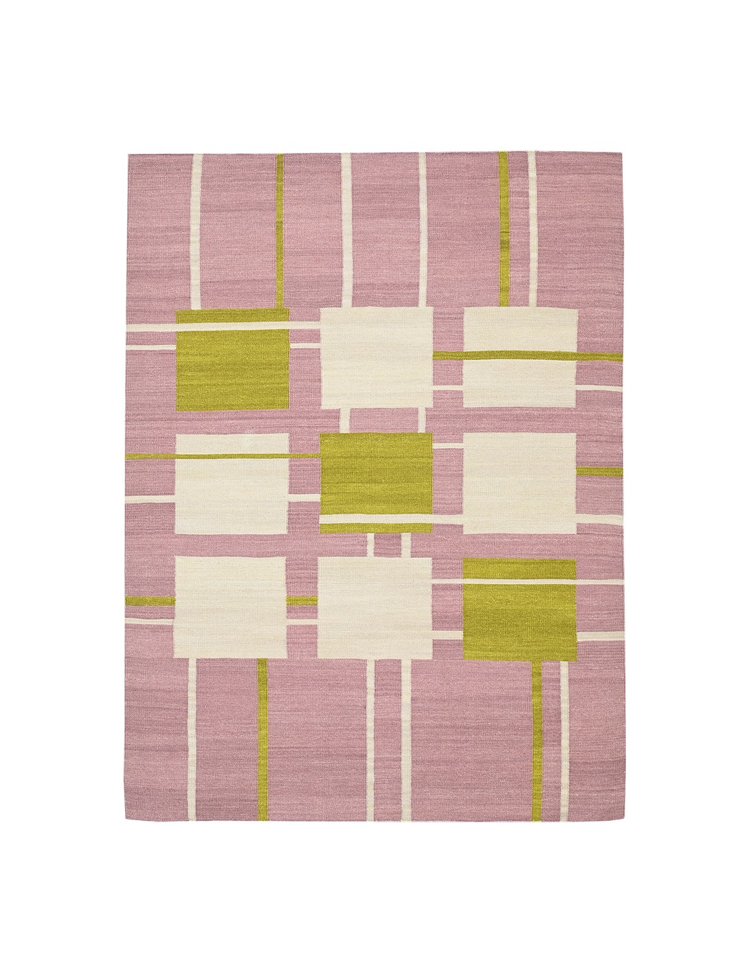 Tapis kilim neuf, contemporain et design, laine filée main, tissé main