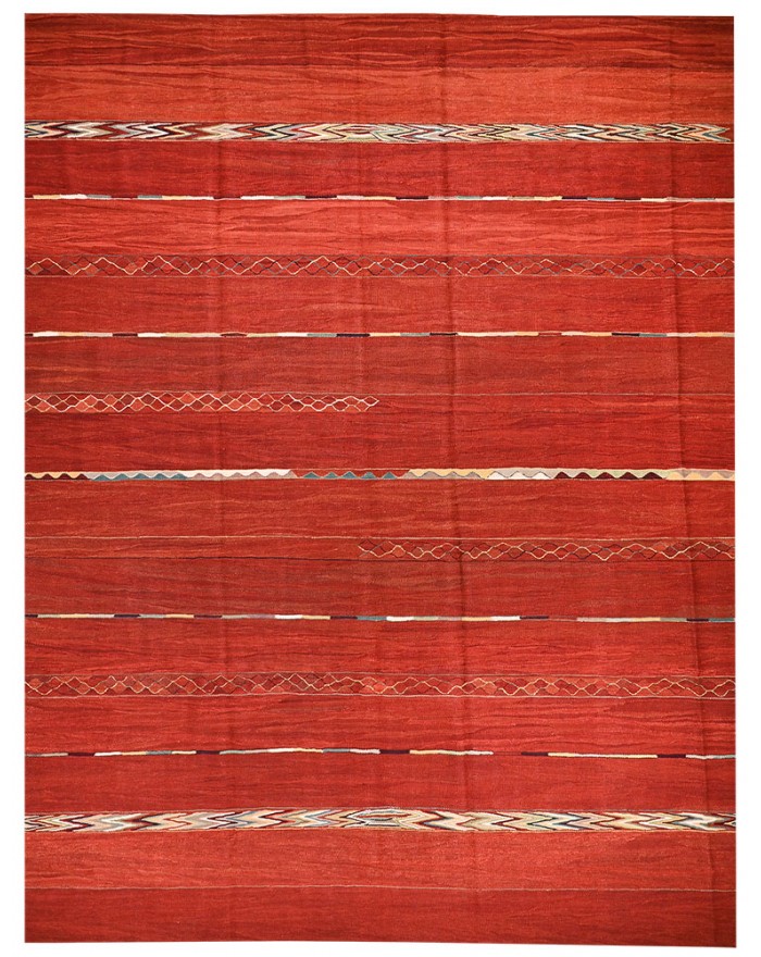 Tapis kilim neuf, contemporain et design, laine filée main, tissé main